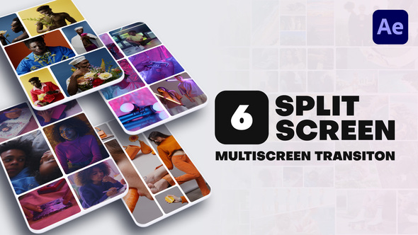 Vertical Multiscreen Transition - 6 Split Screen, After Effects Project Files
